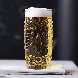 Cedilis 6 Pack 20 Ounce Modern Bar Tiki Glasses Tiki Cup Tiki Mug, Double Old Fashioned Glass, Hawaiian Style Glass, Perfect for Mai Tai, Exotic Zombie Cocktails, Tropical Island Drinks