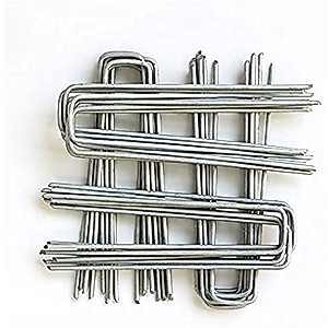 U/D 4 Inch Galvanized Landscape Staples 60 Pack 11 GaugeGarden Stakes Heavy-Duty Sod Pins Anti-Rust Fence Stakesfor Weed Barrier Fabric Ground Cover Dripper Irrigation Tubing Soaker Hose