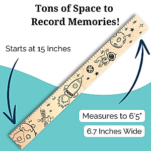Headwaters Studio Outer Space Growth Chart - Growth Chart for Wall Height Chart for Kids Height Growth for Kids Height Measurement Growth Kids Growth Chart Height Measurement Tool-Natural - 63" x 6.7"