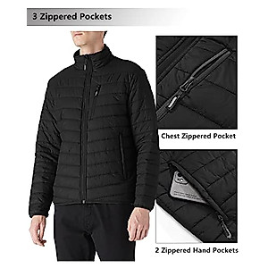 Outdoor Ventures Men's Lightweight Packable Puffer Winter Jacket Insulated Puffy Coat for Snow Ski Hiking Travel