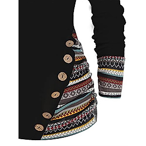 ZAFUL Women's Hoodies Long Sleeve Cowl Neck Button Hooded Shirts Knit Tops 2024 Fall Outfits Casual Boho Pullover Sweatshirt Black