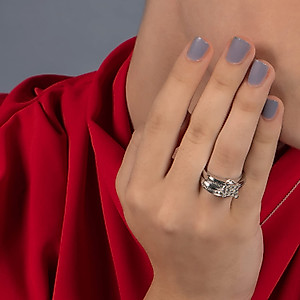 Jewelili Sterling Silver 1/2 Cttw Natural White Round Diamond Bridal Set Engagement Ring, Size 7