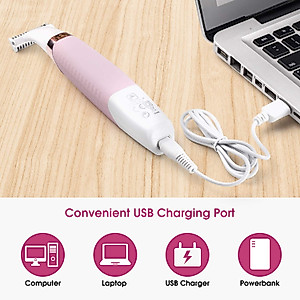 Bikini Trimmer Lady Shaver Electric Women Shaver USB Rechargeable Eyebrow Trimmer Portable Design Cordless Electric Razor for Women Lady Hair Removal for Face Body