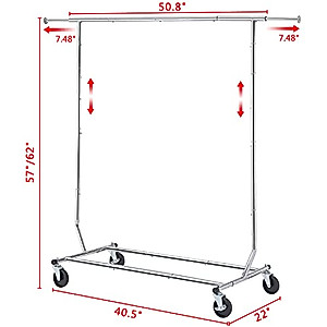 Tajsoon Heavy Duty Foldable Clothes Rack,Collapsible Garment Rack,Commercial Clothes Organizer With Wheels,Bottom Storage Display Shelf,Rolling Clothes Rack for Hanging Clothe,Portable Clothes Hanger