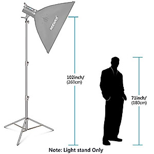Neewer 3-Pack Stainless Steel Light Stand with 1/4 -inch to 3/8-inch Universal Adapter 39-102 inches/99-260 Centimeters Foldable Support Stand for Studio Softbox,Umbrella,Strobe Light,Reflector,etc