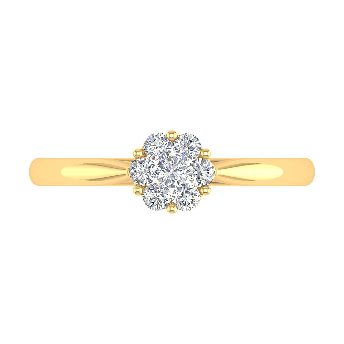 1/4 Carat Prong Set Diamond Cluster Ring Band in 10K Yellow Gold (Ring Size 7.5)