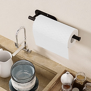 Youdian Adjustable Paper Towel Holder Under Cabinet-Adhesive Toilet Paper Holder Wall Mount,Extendable Towel Rack,Towel Bar for Bathroom,Under Counter Paper Towel Roll Holder for Kitchen with 5 Hooks