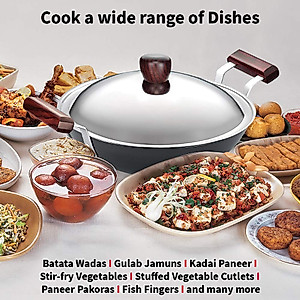 HAWKINS Futura Hard Anodised Deep-Fry Pan (Kadhai) With Stainless Steel Lid2.75 Litre Black