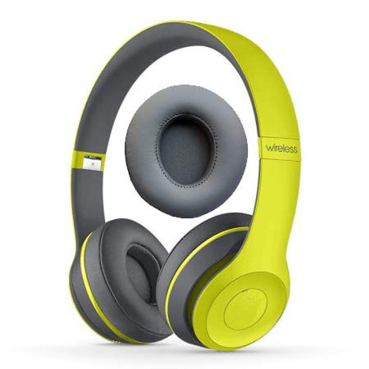 EarPads Leather Replacement Parts Compatible with Beats Solo 2.0 / Solo 3.0 Wireless/Wired On Ear Headphone Shock Yellow (Asphalt Gray)