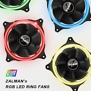 Zalman Z7 NEO ATX Mid-Tower Gaming PC Case, Tempered Glass Side Panel, 4X Pre-Installed 120mm RGB LED Ring Fans, High-End PC Cabinet