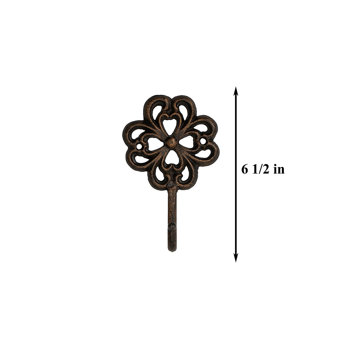 FantasHome Wall Mounted Cast Iron Home Décor Single Hook (Stylized Flower)