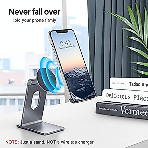 Lucrave Magnetic Phone Stand Holder for Desk, Adjustable Aluminum MagSafe Cell Phone Stand Cradle Compatible with iPhone 15 14 13 12 Pro Max Plus Mini MagSafe Case All Phones