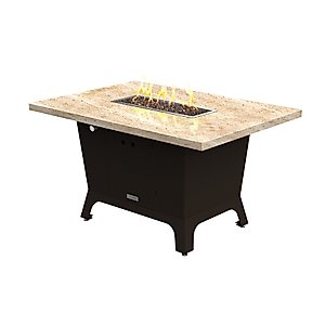 COOKE Palisades Rectangular Fire Pit Table - 52x36 - Dining Height - Natural Gas - So Cal Special Granite Top with 3cm Edge - Bronze Powdercoat Base
