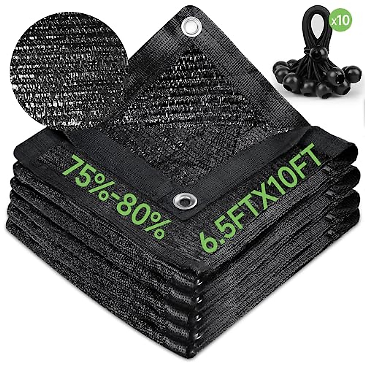 FOTMISHU 75%-80% Shade Cloth Anti-aging 6.5ftx10ft Sun Mesh UV Resistant Net, Sunblock Garden Shade Mesh Tarp for Plant Cover, Greenhouse, Barn or Kennel, Flowers, Plants,Used for 3 Years or Even Long