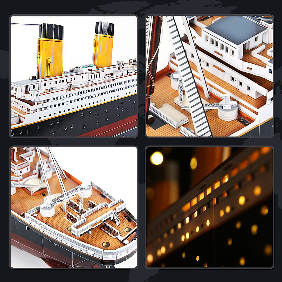 Fanbusa 3D LED Titanic Toys Puzzle for Adults to Build, Large Desk Decoration Titanic Model Sailboat, Watercraft Ship Puzzle with Lights for Men Women Wedding Anniversary Valentines Day Gifts