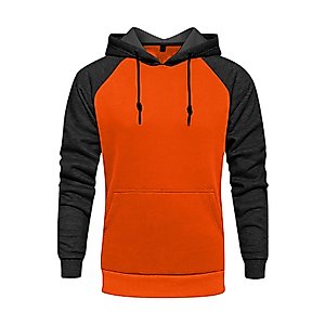 Mens Hoodies, Black Hoodie Men Men's Hoodies And Blue Hoodies With Designs Street Man Loose Blank Fleece Sweater Large Long Sleeve Hoodie Grey Oversized Sweater Zip Up Heavy Duty (L, Orange)