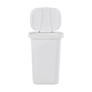 Rubbermaid 13 Gallon Rectangular Spring-Top Lid Kitchen Wastebasket Trash Can for Tall Trashbags, White (2 Pack)