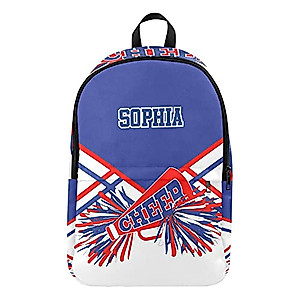 Cheer Blue White Cheerleader Backpack Shoulder Bag Daypack for Travel Camping Gift, 11.8''(L) x 5.51''(W) x 17.72''(H)