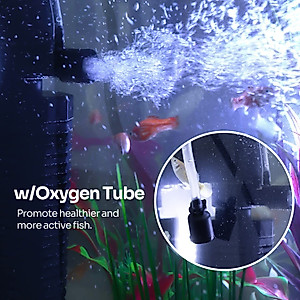 Yaubay Aquarium Internal Filter for 10-50 Gallon Tanks, 13W Power Biochemical Sponge Fish Turtle Tank Filter with Aeration System, Silent Submersible Filters, 212 GPH