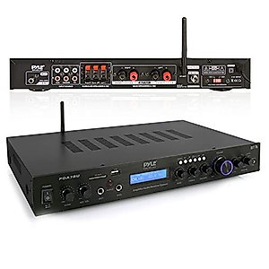Pyle - PDA7BU (Black) - 5 Channel Rack Mount Bluetooth Receiver, Home Theater Amp, Speaker Amplifier, Bluetooth Wireless Streaming, MP3/USB/SD/AUX/FM Radio, 200 Watt, with Digital ID3 LCD Display