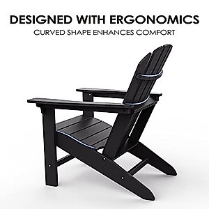 OTSUN Adirondack Chair, Large Lawn Chairs with 286 Lbs Weight Capacity, HDPE Outdoor Chairs Weather Resistant for Patio, Porch, Garden, Swimming Pool, Deck, Black
