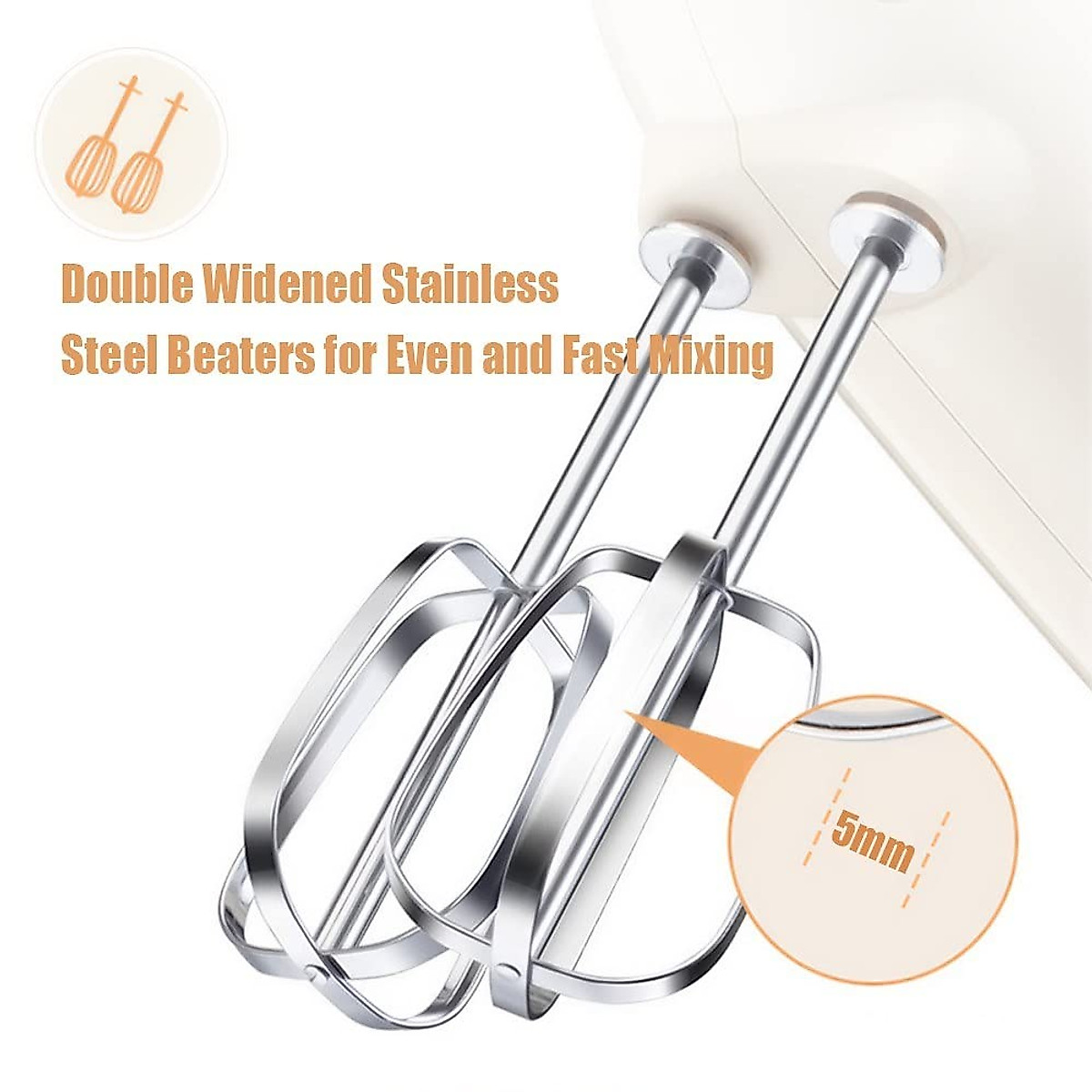 Bear Hand Mixer Electric DDQ-B01K1 125W Ultra Power Stand-up Kitchen Handheld Mixers with 2 Beaters/5-Speed Adjustment for Whipping Mixing Cookies/Brownies/Cakes 220V