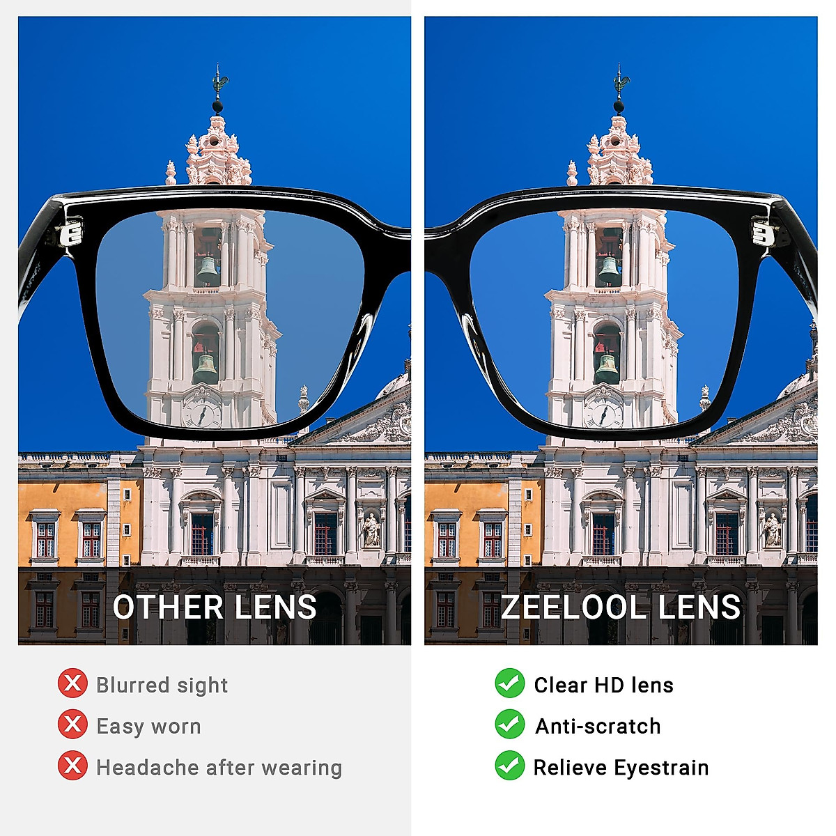 Zeelool Women's Stylish Cat Eye Glasses Frame with Clear Lens Claudette ZOA01968-01 Black