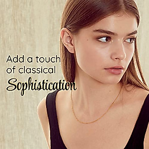 KISPER 24k Gold Cable Link Chain Necklace – Thin, Dainty, Gold Plated Stainless Steel Jewelry for Women & Men with Spring Ring Clasp, 30”