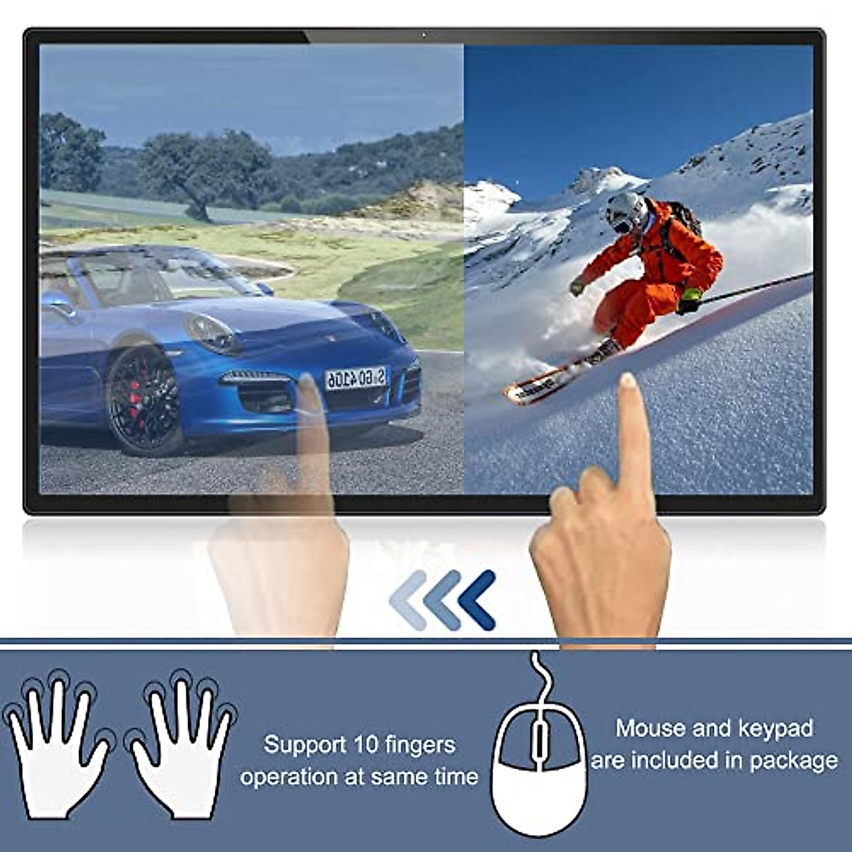 2023 All-in-One Desktop Computer 24" Android Touch Screen PC with Android 10, Rockchip Quad-Core, 2GB+32GB, Webcam. Large Screen for Elderly Poor Vision, Doorbell Screen, Kids Learning at Home