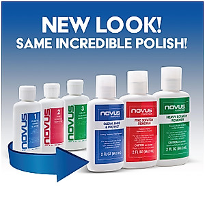 NOVUS-PK1-8OZ-PM, Plastic Clean & Shine #1, Fine Scratch Remover #2, Heavy Scratch Remover #3, and Extra Polish Mates Pack, 8 Ounce Bottles