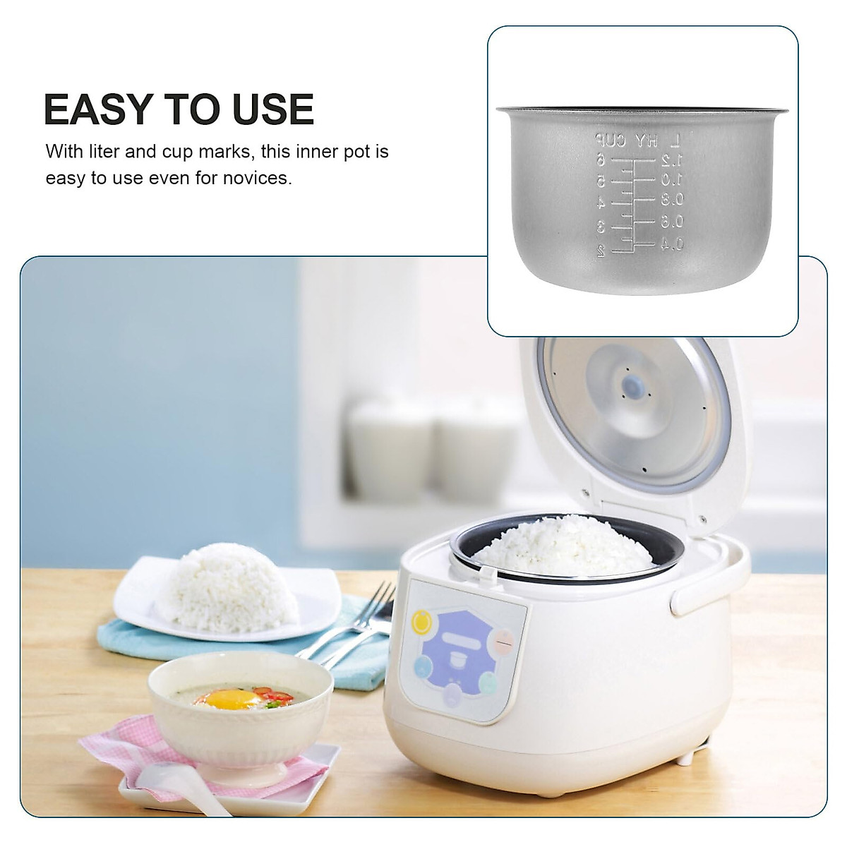 ULTECHNOVO Inner Cooking Pot Pressure Cooker Rice Cooker Inner Pot - Ceramic Household Non-stick Rice Cooker Electric Cooker Accessory(Silver) Rice Cooker Small