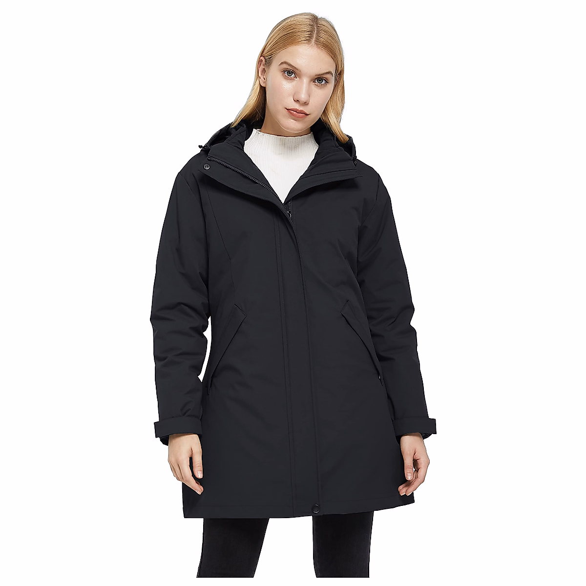 Ampake Women's 3 in 1 Parka Jacket Warm Winter with Detachable Puffer Coat (Black,L)