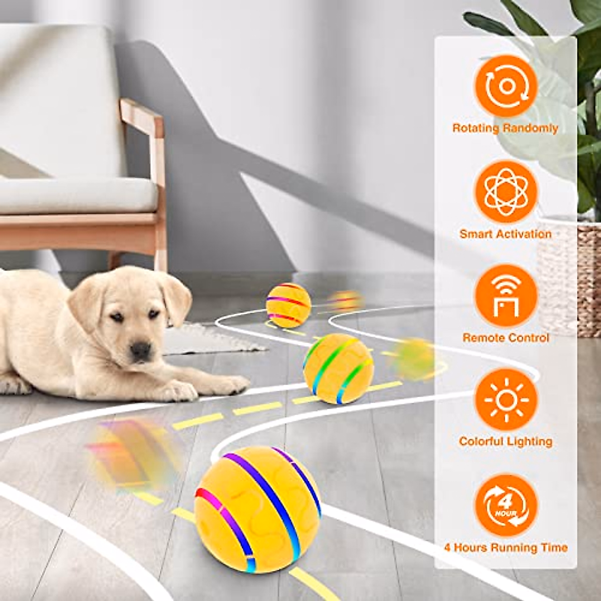 CUXMUX Smart Interactive Dog Balls, Remote Control Dog Toy Ball for Medium Dogs, 4 Hours Running Time Rolling Balls for Dog Gifts