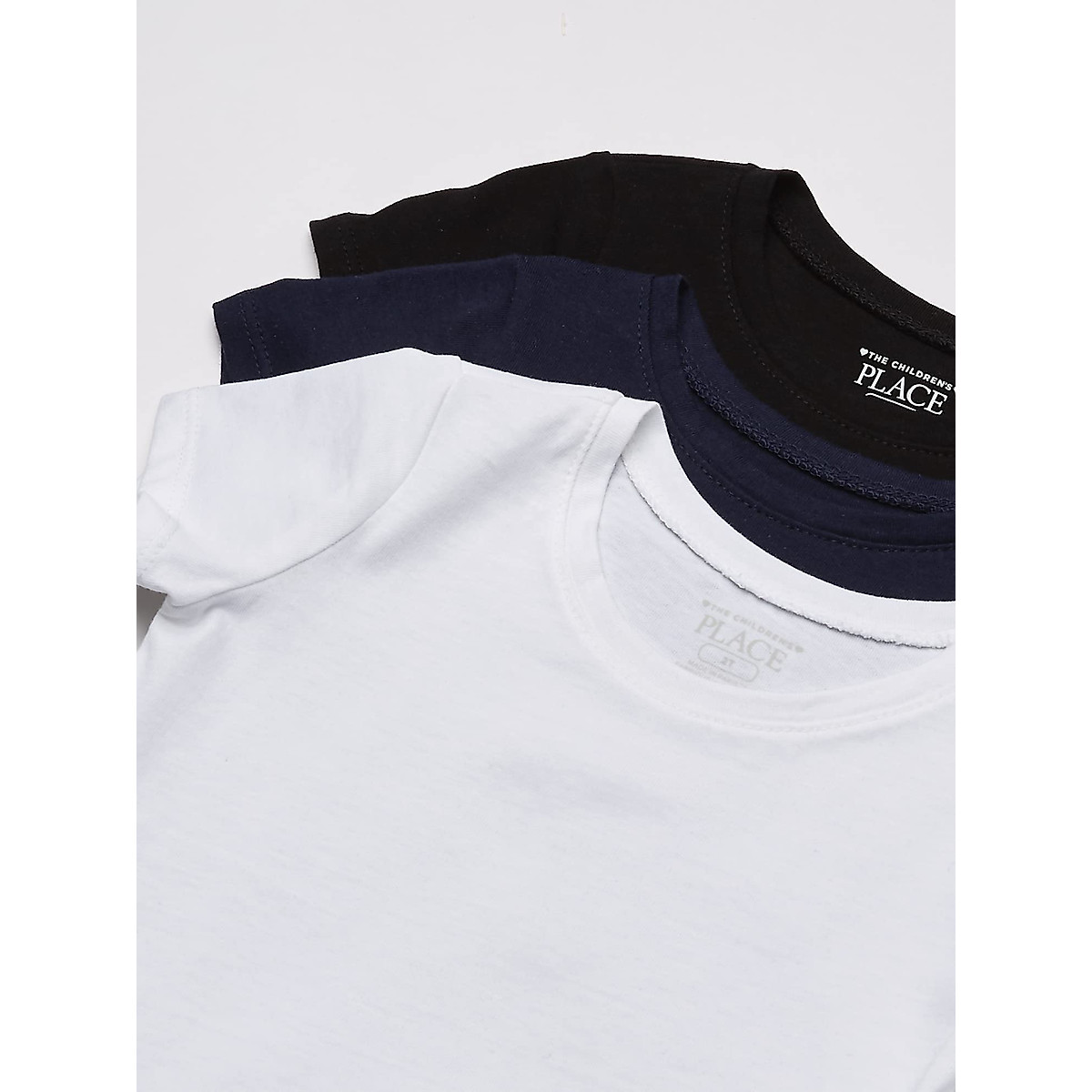 The Children's Place baby girls And Toddler Short Sleeve Basic Layering T-shirt T Shirt, Black/Tidal/White 3 Pack, 3T US