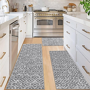 Ileading Kitchen Rugs Sets 3 Piece with Runner Soft Boho Kitchen Floor Mat Farmhouse Laundry Room Rugs and Mats Set Non Skid Washable for Kitchen Floor Office Sink Hallway