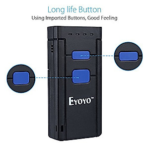 Portable Bluetooth Barcode Scanner Wireless, Eyoyo 2877 CCD Mini Handheld CMOS UPC Barcode Reader Compatible for POS, iPad, iPhone, Android Phones, iOS Work for Store, Book, Library Inventory