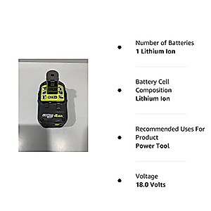 Ryobi P197 Battery ONE + (PLUS) Compatible Replaces P108 Rechargeable Lithium Ion 18 v Volt 4.0 Ah / 72 Wh UL Listed Faster Recharge Single Battery with Fuel Gage