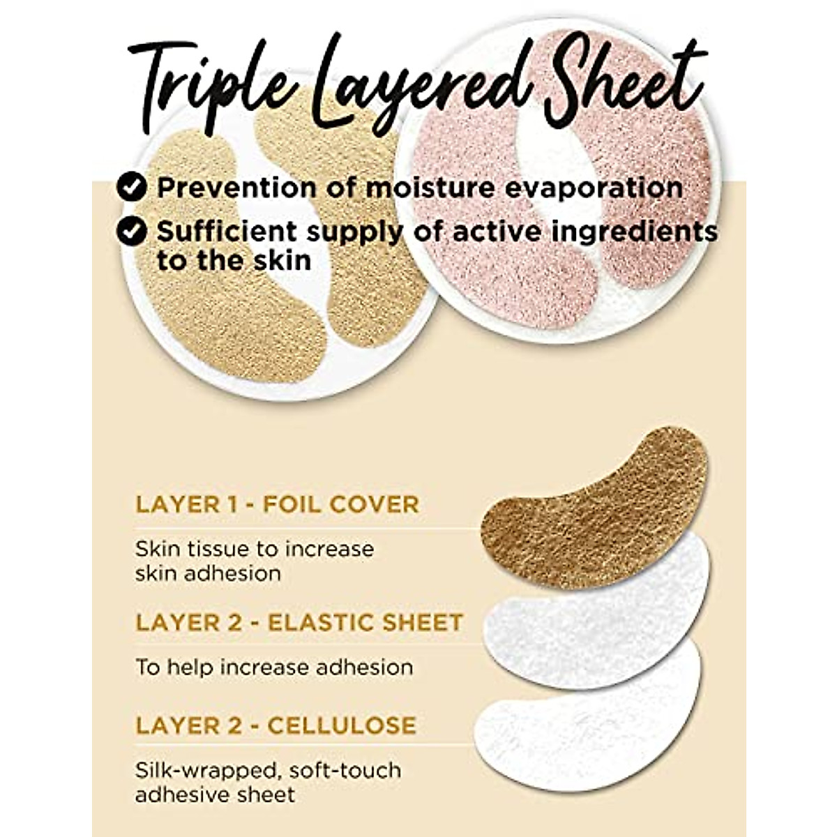 YURICOS Snail Rose Gold Foil Under Eye Mask Patch for Dark Circles and Puffiness 20 Pairs - Enriched - Rose Gold Mask for Diminishing Under Eye Wrinkles, Lines