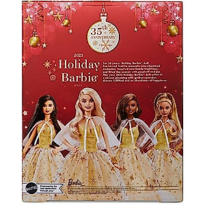 Barbie 2023 Holiday Barbie Doll, Seasonal Collector Gift, Barbie Signature, Golden Gown and Displayable Packaging, Blonde Hair