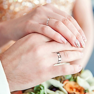 Matching Rings for Couples 2 Piece, Love Heart Band Ring for Wdding Engagement W7M10