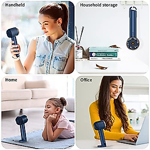 Handheld Fan, Mini Portable Fan USB Rechargeable with Hanging Hook, 3 Speeds, 3000mAh Personal Desk Turbo Fans, Small Pocket Fan for Indoor Outdoor Travel