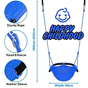 Hi-Na Kids Swing Seats Indoor Hand-Made with Adjustable Rope, Outdoor Tree Child Swing Seat for Kids for Backyard, Playground, Outside