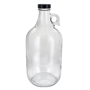 FastRack 64 oz Growler, 1/2 Gallon Glass Beer Growler, Half Gallon Glass Jug, 1/2 Gallon Glass Jug, Set of 6, Comes with 12 Extra Poly Seal Caps & Twin Bubble Airlock and Carboy Bung (Pack of 2)