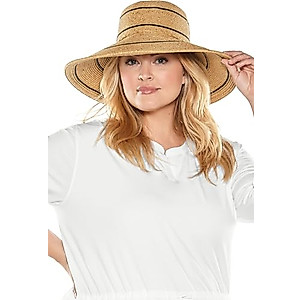 Coolibar UPF 50+ Women's Aubrey Wide Brim Beach Hat - Sun Protective (One Size- Natural)