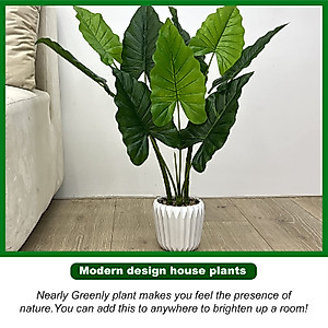 25" Fake Plant in White Pot - Fake Plant Indoor House Plant Artificial Palm Plant in Geometrically Designed for Home, Bedroom, Garden, Office Large Faux Plant for House Decor