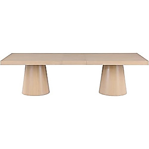 Meridian Furniture 502Oak-T Tavolo Collection Modern | Contemporary Dining Table, Rich Natural Oak Finish, MDF With Natural Oak Veneer, 2 Table Leaves Included, 95" / 113.5" / 132" W x 47.5" D x 31" H