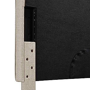 Serta Palisades Collection Upholstered Padded Headboard Modern Tufted Design, Soft Linen-Textured Fabric, Eastern King, Beige