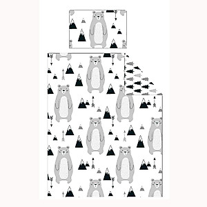 Price Right Home Scandi Bear Junior Toddler Duvet Cover and Pillowcase Set