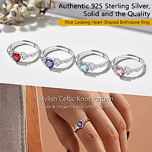 PROSILVER March Birthstone Rings 925 Silver Crystal Jewelry Aquamarine Blue Cubic Zirconia Heart Ring