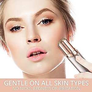 KRADAA Facial Hair Removal for Women: Painless Hair Removal Device - Portable Womens Facial Hair Remover for Face - Upper Lip Chin - USB Rechargeable Included 2 x Replacement Heads